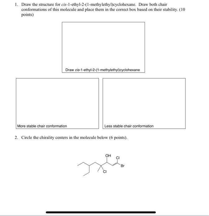 Solved 1. Draw the structure for | Chegg.com