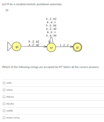 Let M ﻿be a nondeterministic pushdown automata.MWhich | Chegg.com