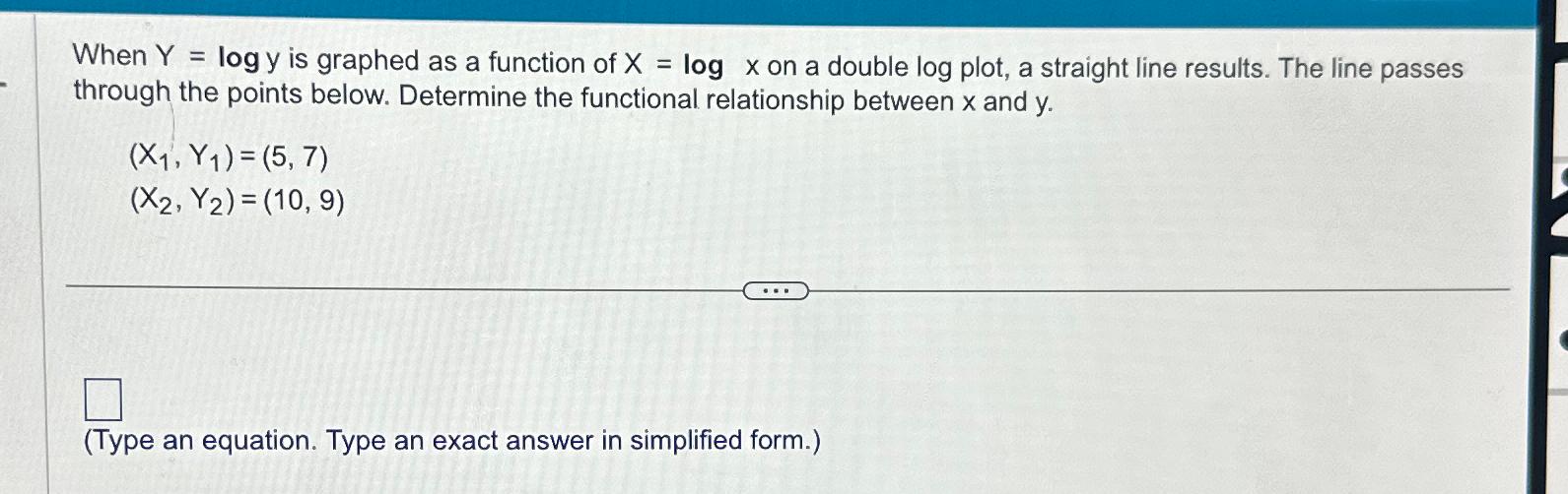 Solved When Y=logy ﻿is graphed as a function of x=logx ﻿on a | Chegg.com