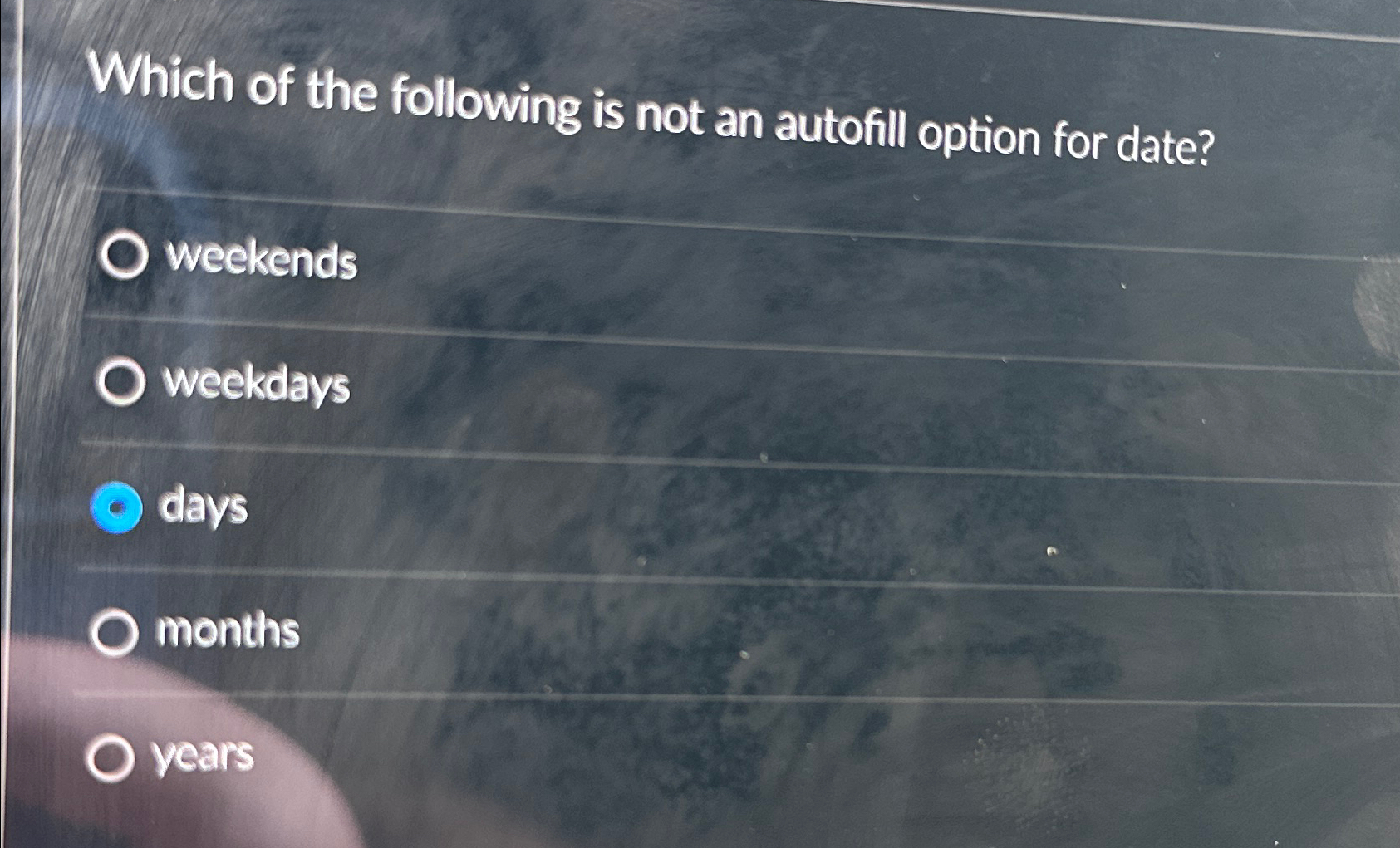 Solved Which of the following is not an autofill option for | Chegg.com