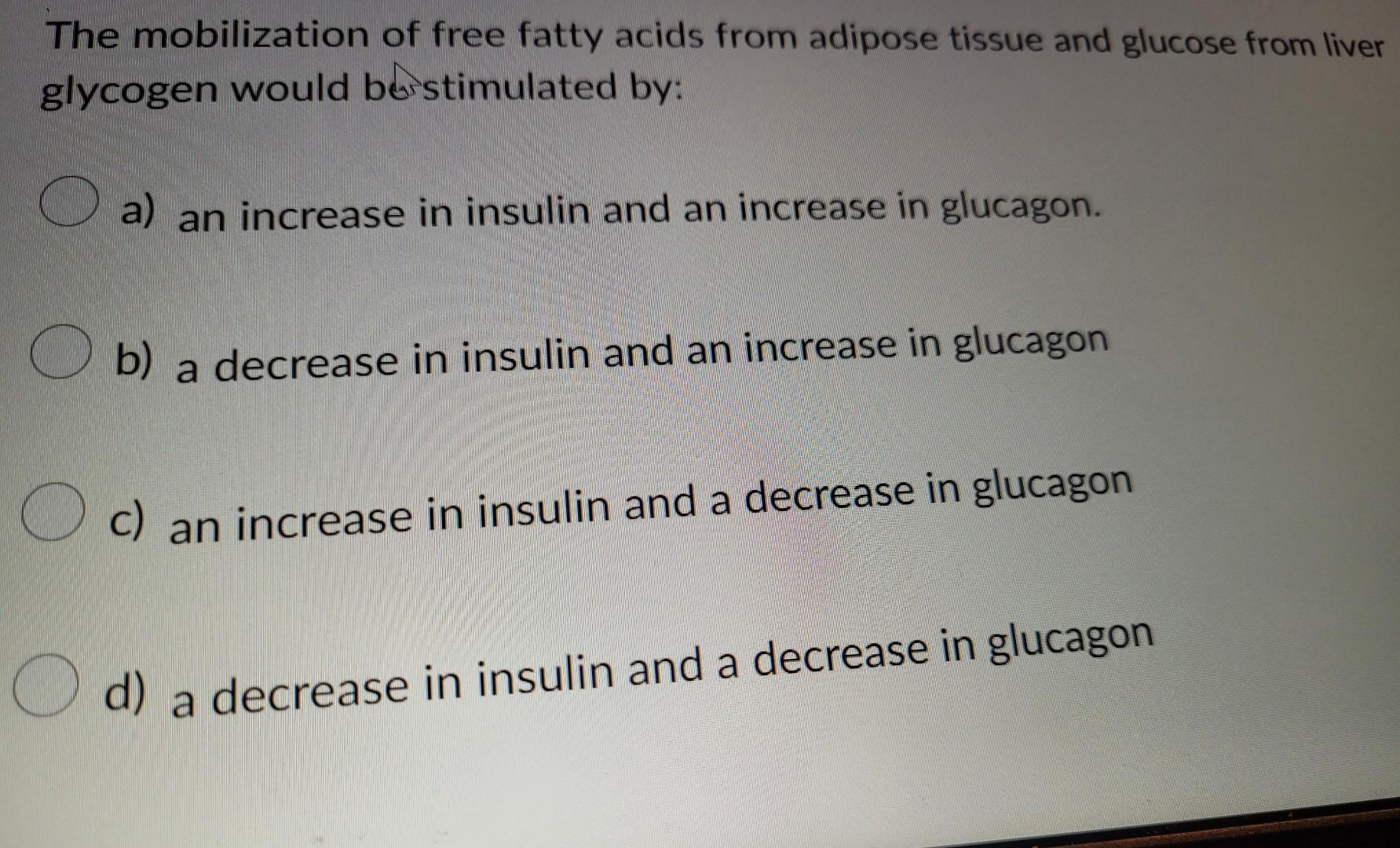 Solved The mobilization of free fatty acids from adipose | Chegg.com