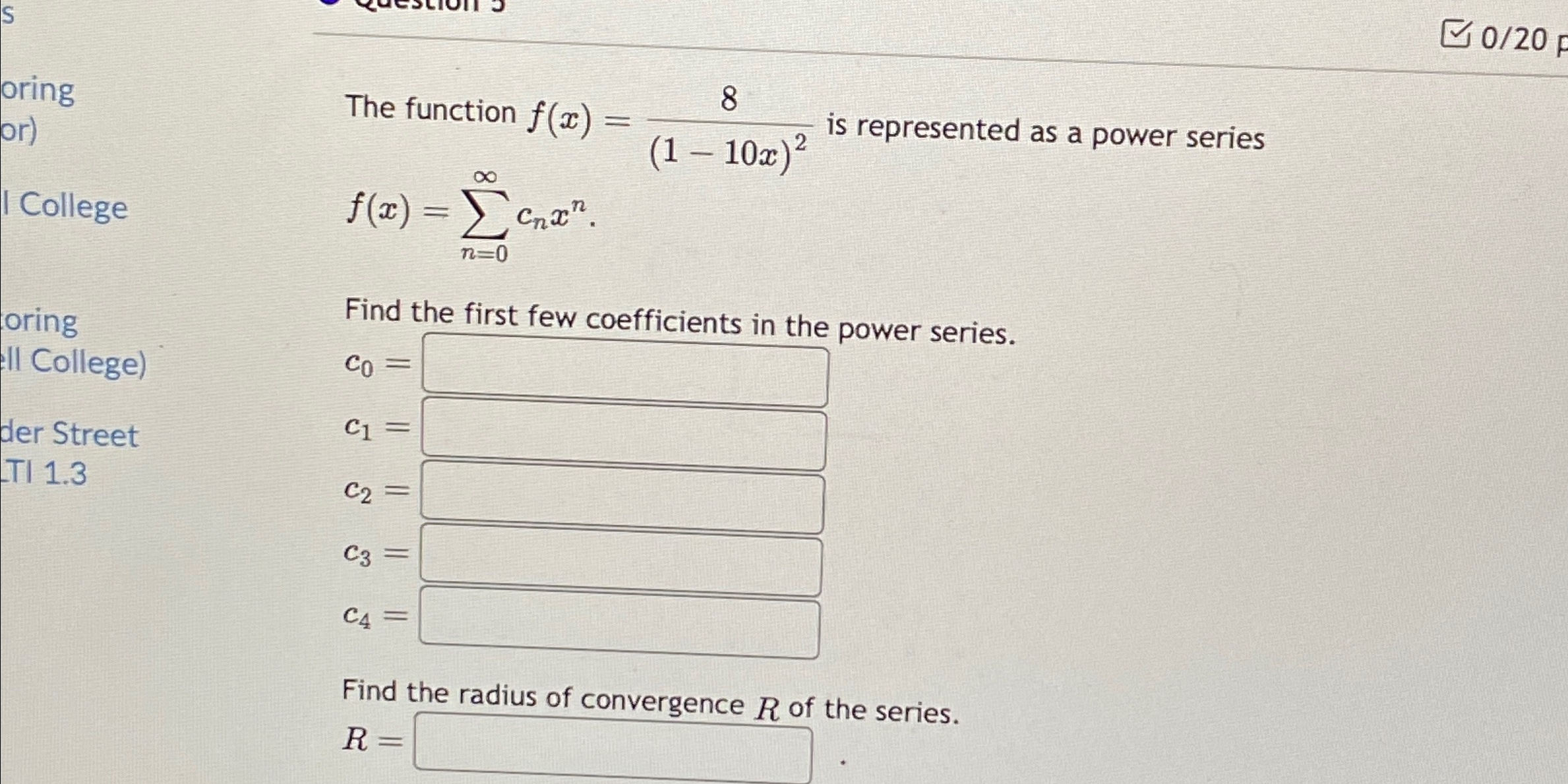 Solved Soring020The function f(x)=8(1-10x)2 ﻿is represented | Chegg.com