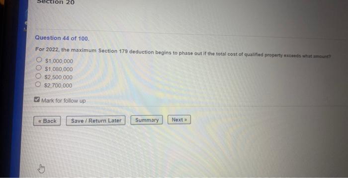 Solved Question 44 of 100 . For 2022, the maximum Section | Chegg.com