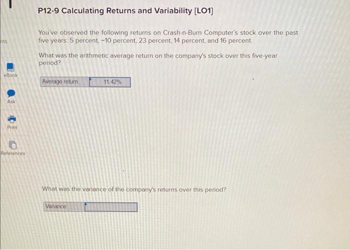 Solved P12-9 Calculating Returns and Variability (LO1) nts | Chegg.com