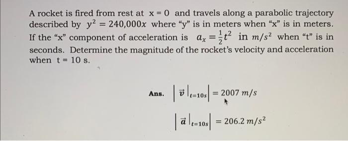 Solved A rocket is fired from rest at x=0 and travels along | Chegg.com