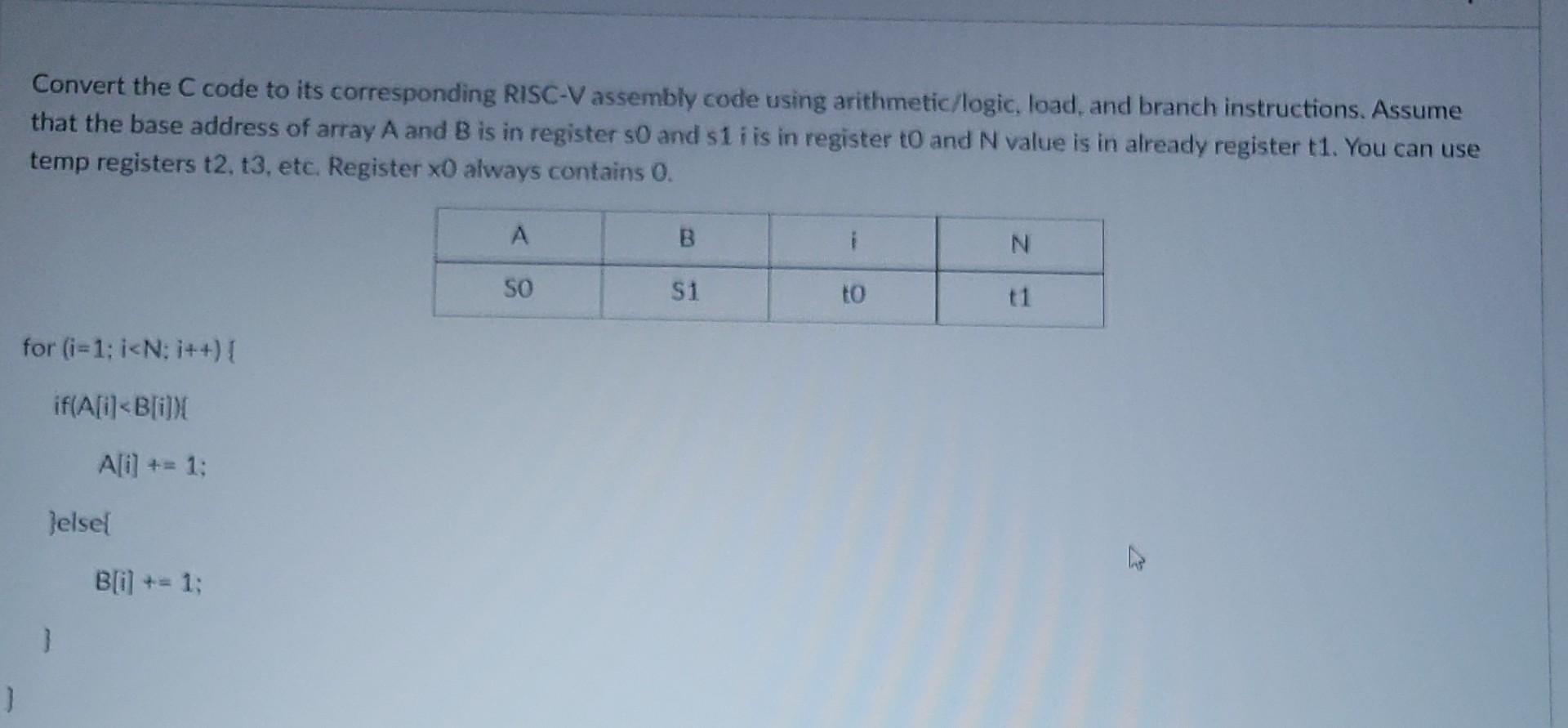 Solved Convert The C Code To Its Corresponding Risc V