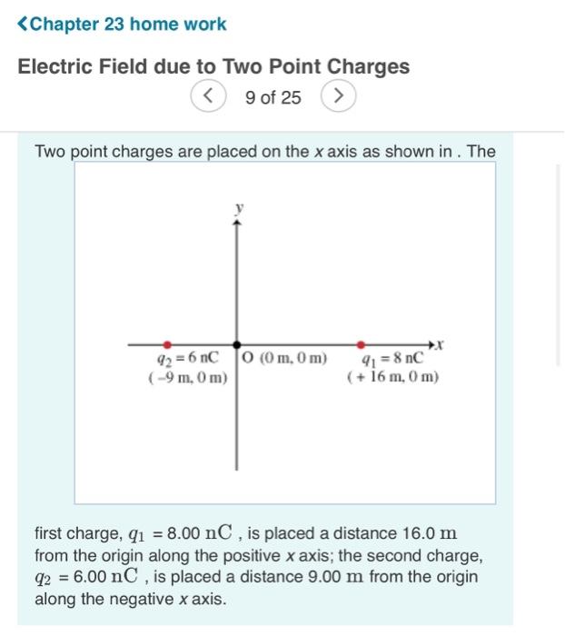 Solved Electric Field due to Two Point Charges 9 of 25 Two | Chegg.com