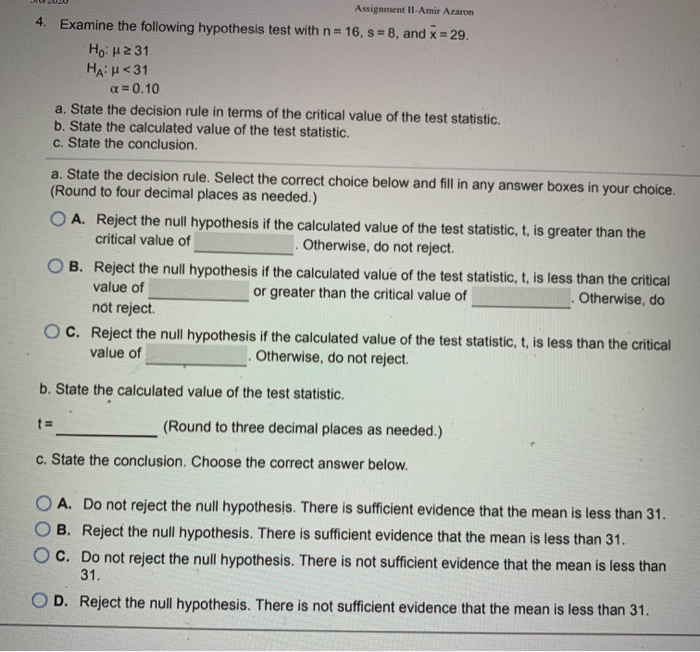 Solved Assignment 11-Amir Azaron 4. Examine the following | Chegg.com