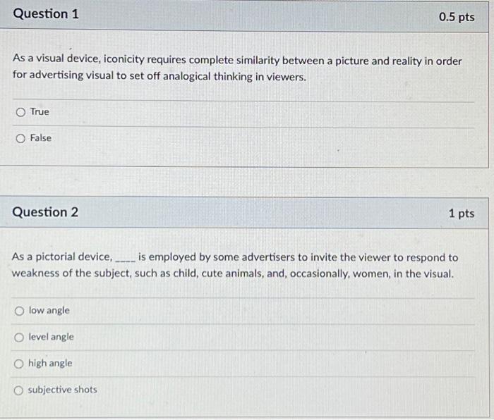 Question 1 As a visual device, iconicity requires | Chegg.com