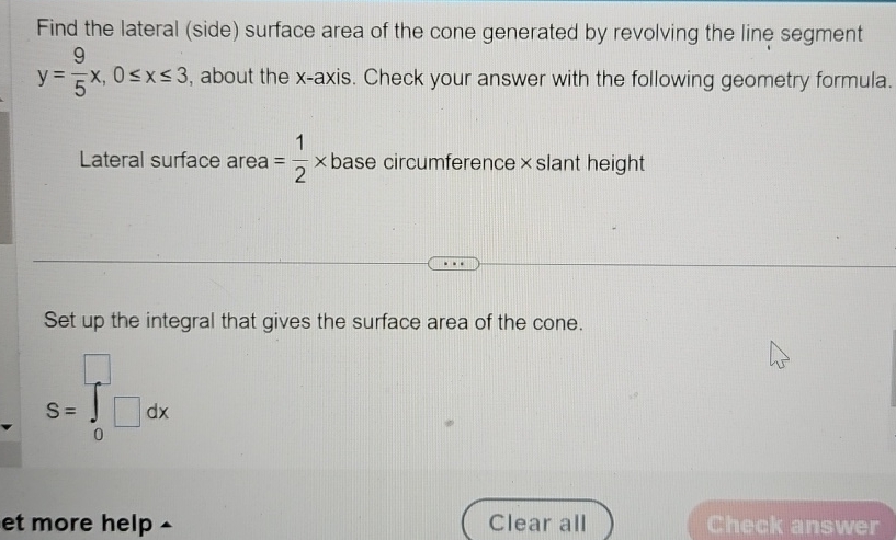 Solved Find the lateral (side) ﻿surface area of the cone | Chegg.com