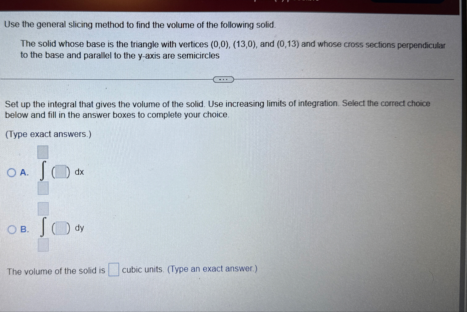 Solved Use the general slicing method to find the volume of | Chegg.com