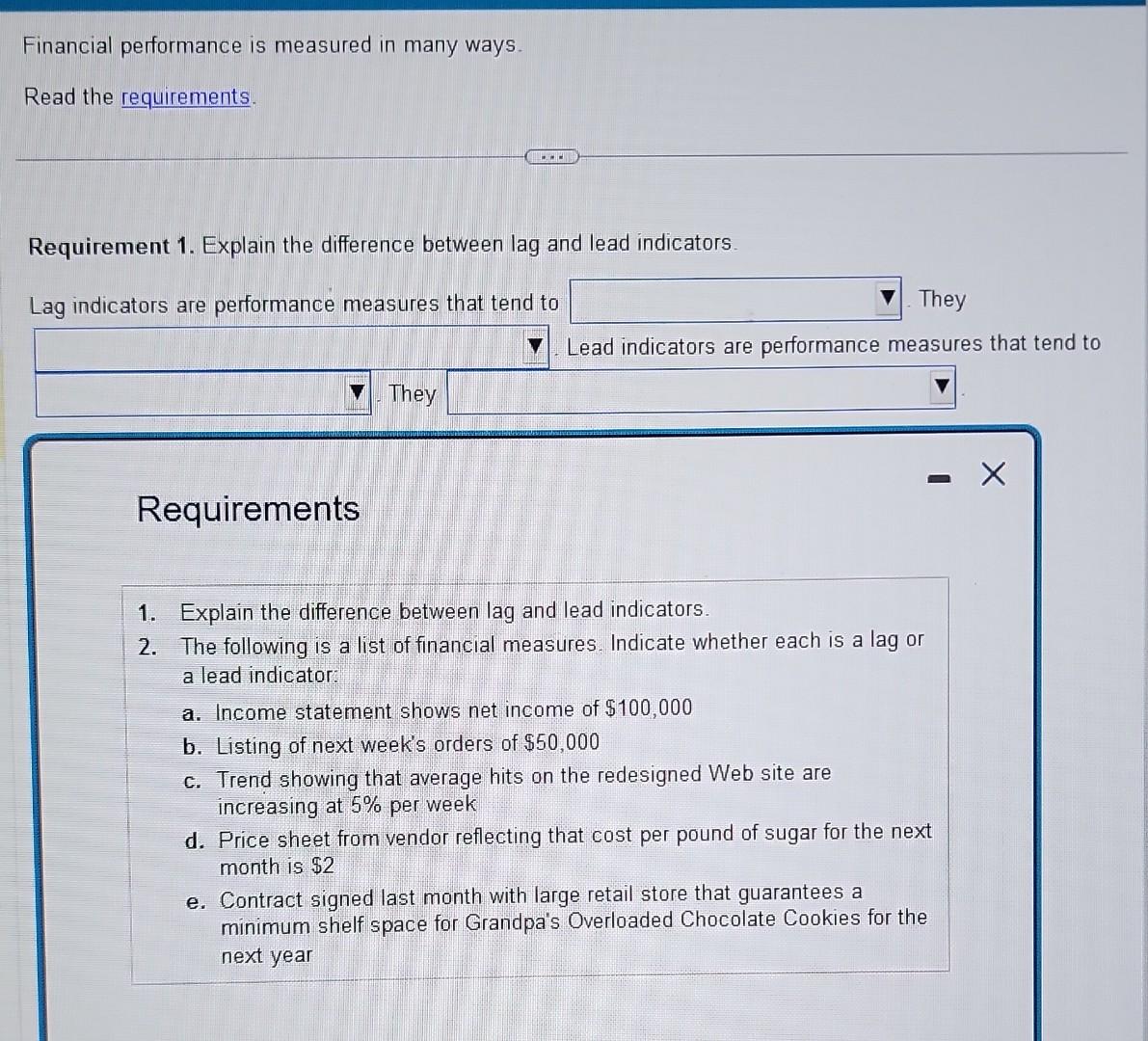 Solved Financial performance is measured in many ways. Read | Chegg.com