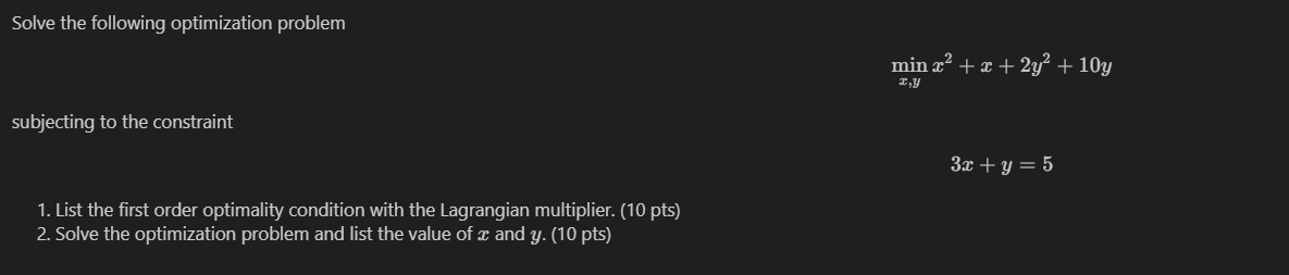Solved Solve the following optimization | Chegg.com