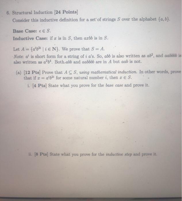 6. Structural Induction (24 Points) Consider this | Chegg.com