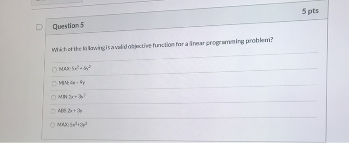 Solved Question 5 5 pts Which of the following is a valid | Chegg.com