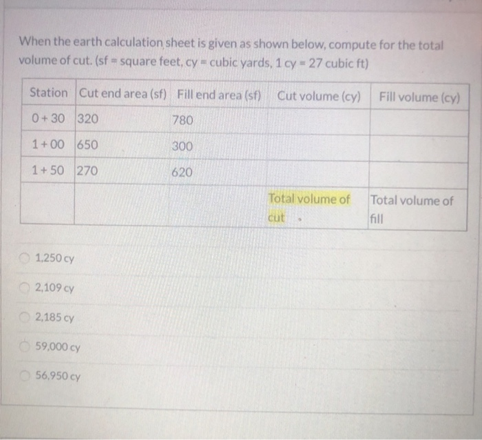 Solved When the earth calculation sheet is given as shown | Chegg.com