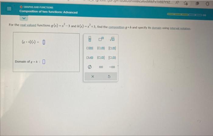 Solved or the real-valued functions g(x)=x2−3 and h(x)=x2+3, | Chegg.com