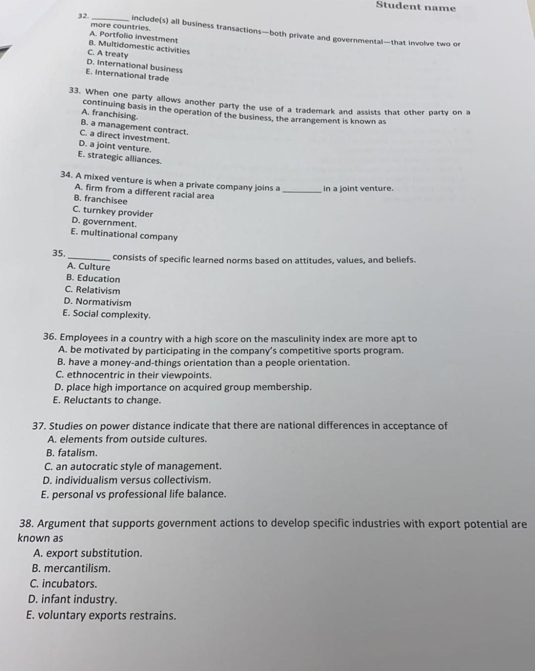 Solved A 26. The infant-industry argument holds that a | Chegg.com