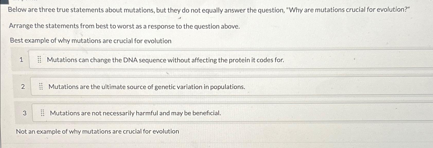 Solved Below are three true statements about mutations, but | Chegg.com