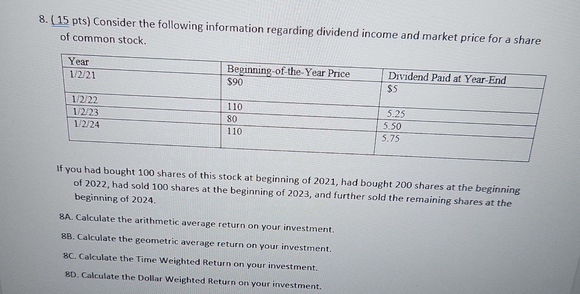 Solved 15 ﻿pts) ﻿Consider the following information | Chegg.com