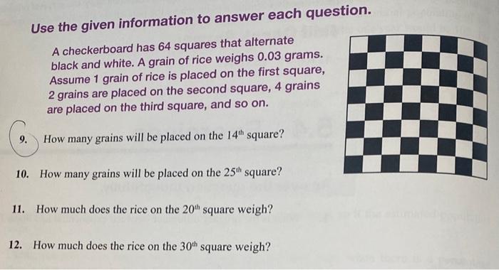 Solved Use the given information to answer each question. A | Chegg.com