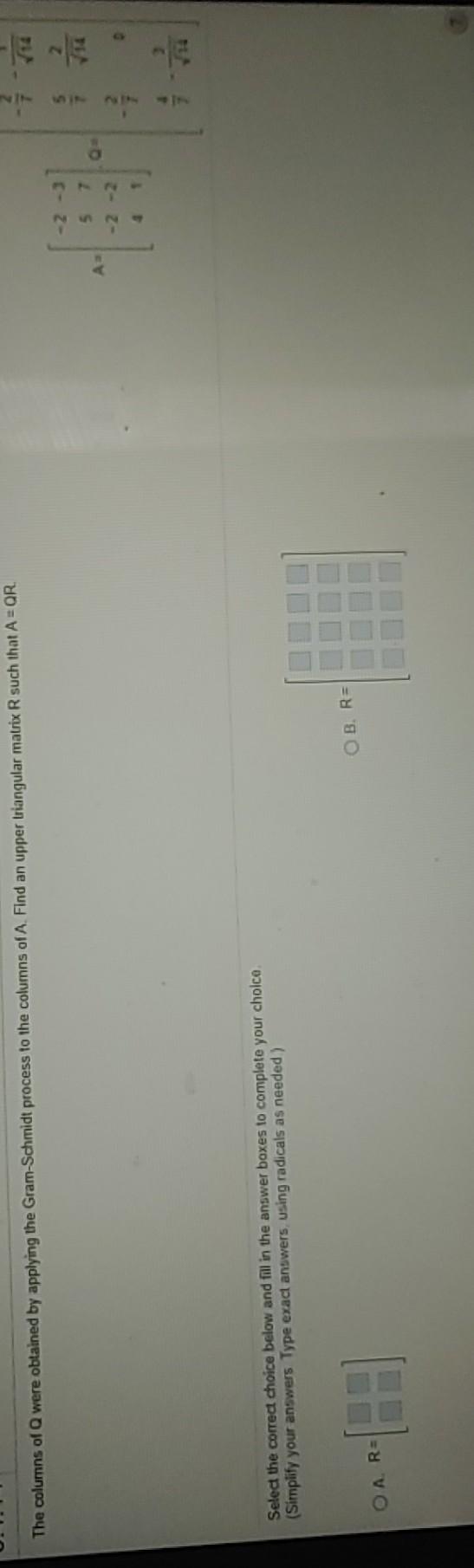 Solved The columns of Qwere obtained by applying the | Chegg.com