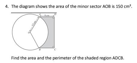4. The diagram shows the area of the minor sector AOB | Chegg.com