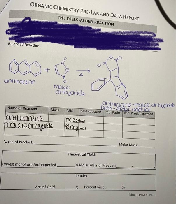 ORGANIC CHEMISTRY PRE-LAB AND DATA REPORT THE | Chegg.com
