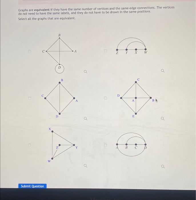 Solved Graphs are equivalent if they have the same number of | Chegg.com
