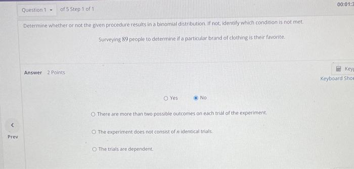 Solved Determine whether or not the given procedure results | Chegg.com