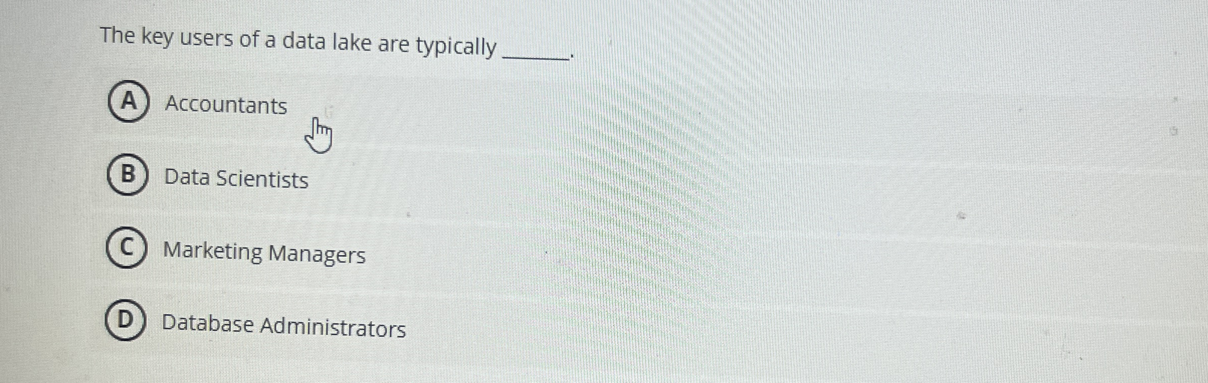 Solved The key users of a data lake are | Chegg.com