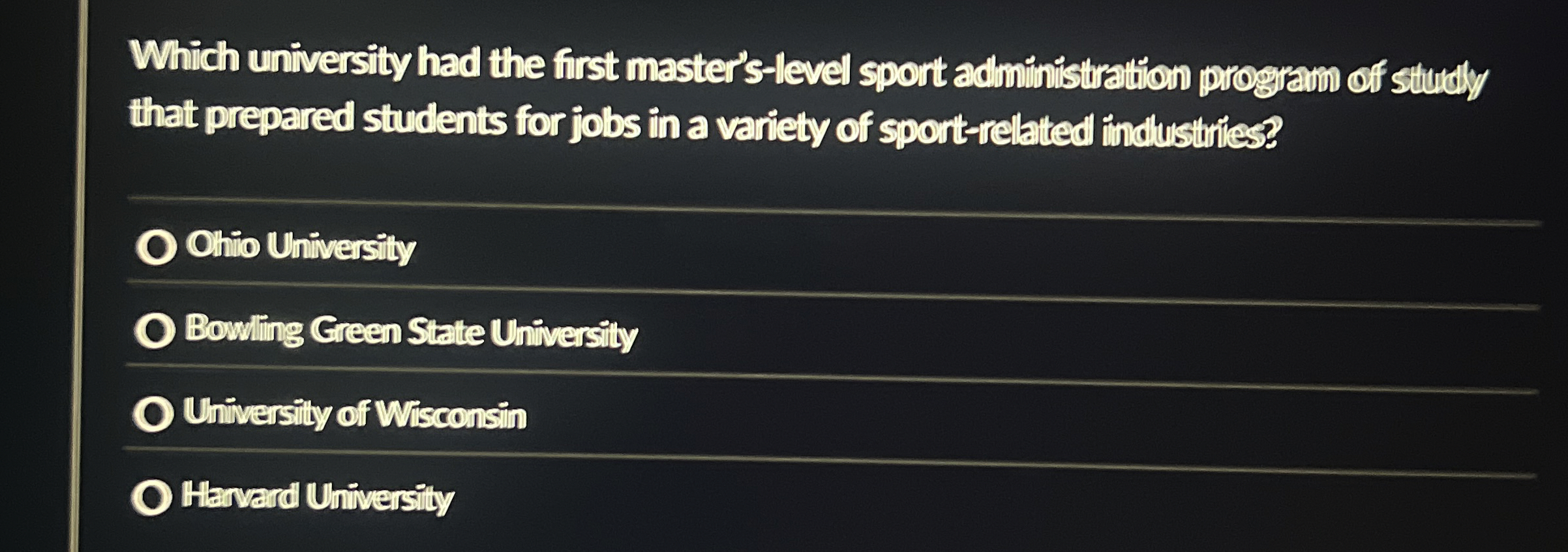Solved Which university had the first master's-level sport | Chegg.com
