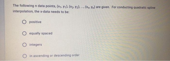 Solved The following incomplete y vs. x data is given: (1.5) | Chegg.com