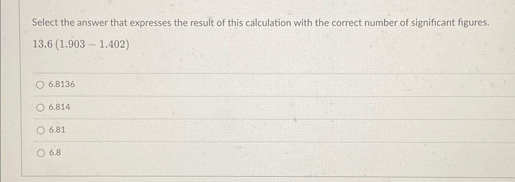 Solved Select the answer that expresses the result of this | Chegg.com
