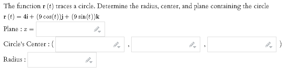 Solved The function r(t) ﻿traces a circle. Determine the | Chegg.com