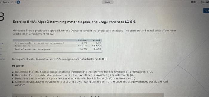 Solved op Work Ch 8 Saved Help Save & 3 Exercise 8-11A | Chegg.com