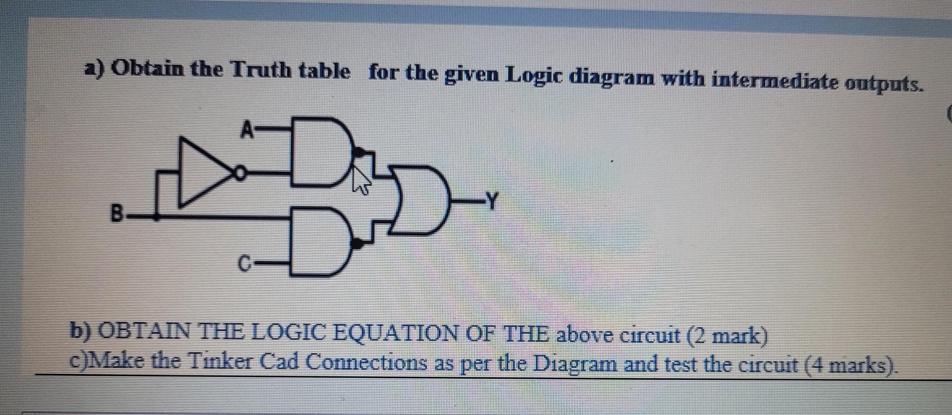 Solved a) Obtain the Truth table for the given Logic diagram | Chegg.com