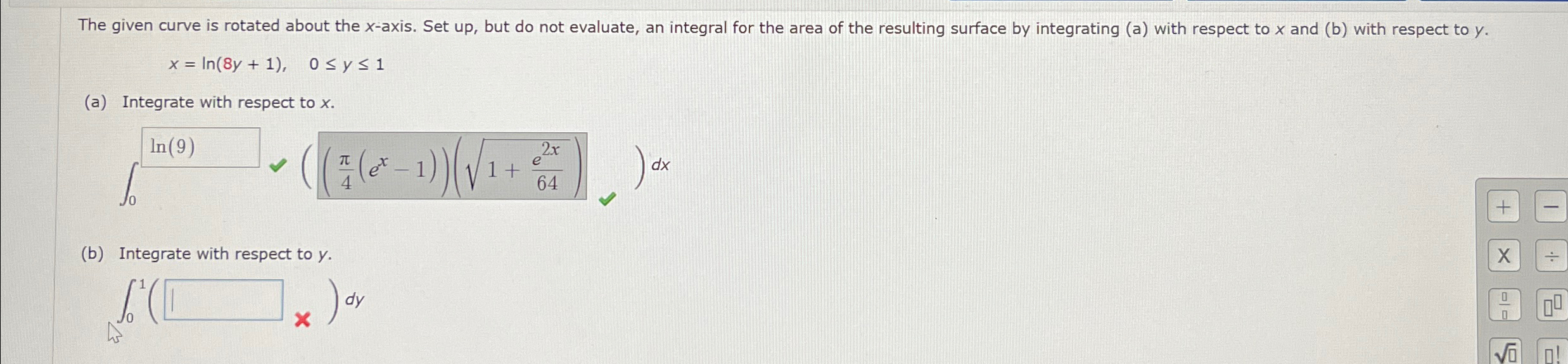 Solved The given curve is rotated about the x-axis. Set up, | Chegg.com