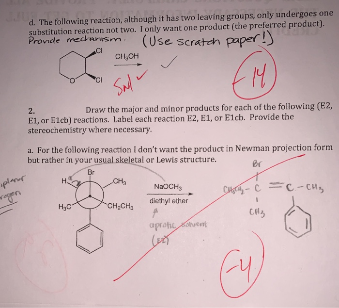 Solved d. The following reaction, although it has two | Chegg.com