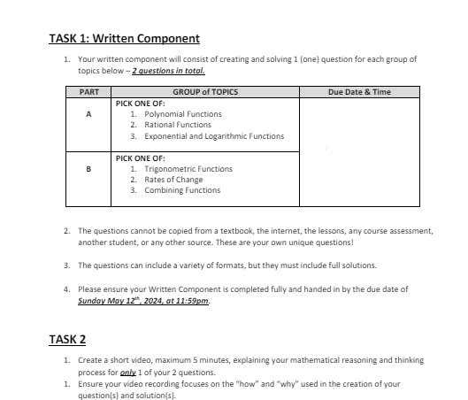 Solved TASK 1: Written ComponentYour written component will | Chegg.com