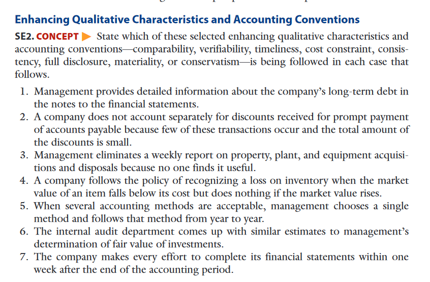 Solved Enhancing Qualitative Characteristics and Accounting | Chegg.com