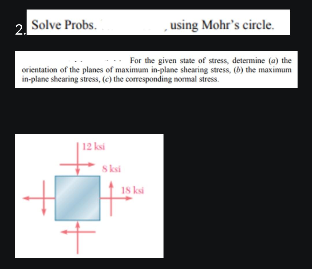 Solved Solve Probs. using Mohr's circle. For the given state | Chegg.com