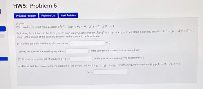 Solved HW5: Problem 5 Previous Problem Problem List Next | Chegg.com