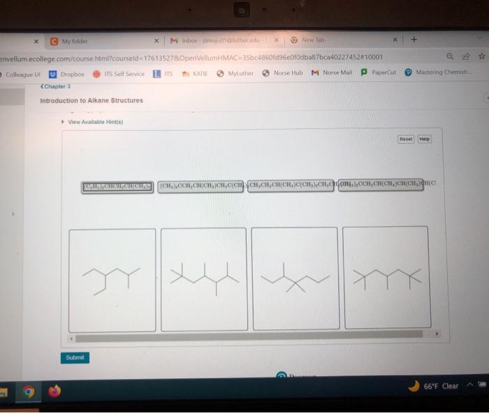 Introduction to Alkane Structures | Chegg.com