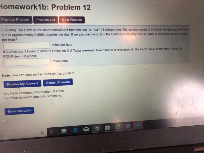 Solved Homework1b: Problem 12 Previous Problem Problem List | Chegg.com