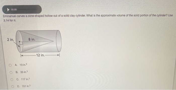 Solved 00:00 What is the approximate volume of the composite | Chegg.com