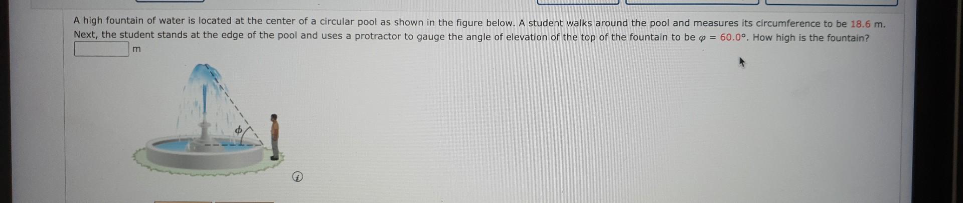 Solved A high fountain of water is located at the center of | Chegg.com