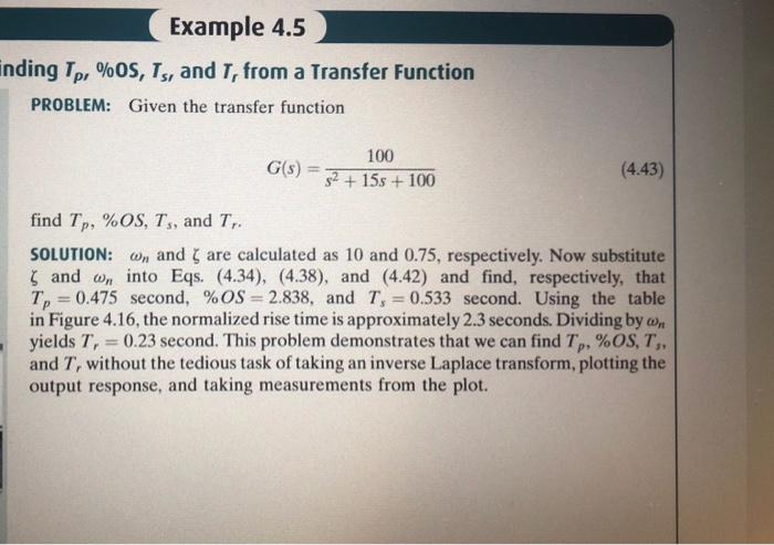 Solved nding Tp,%0S,Is, and Tr from a Transfer Function | Chegg.com