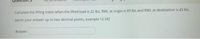 Solved Calculate the lifting index when the lifted load is | Chegg.com