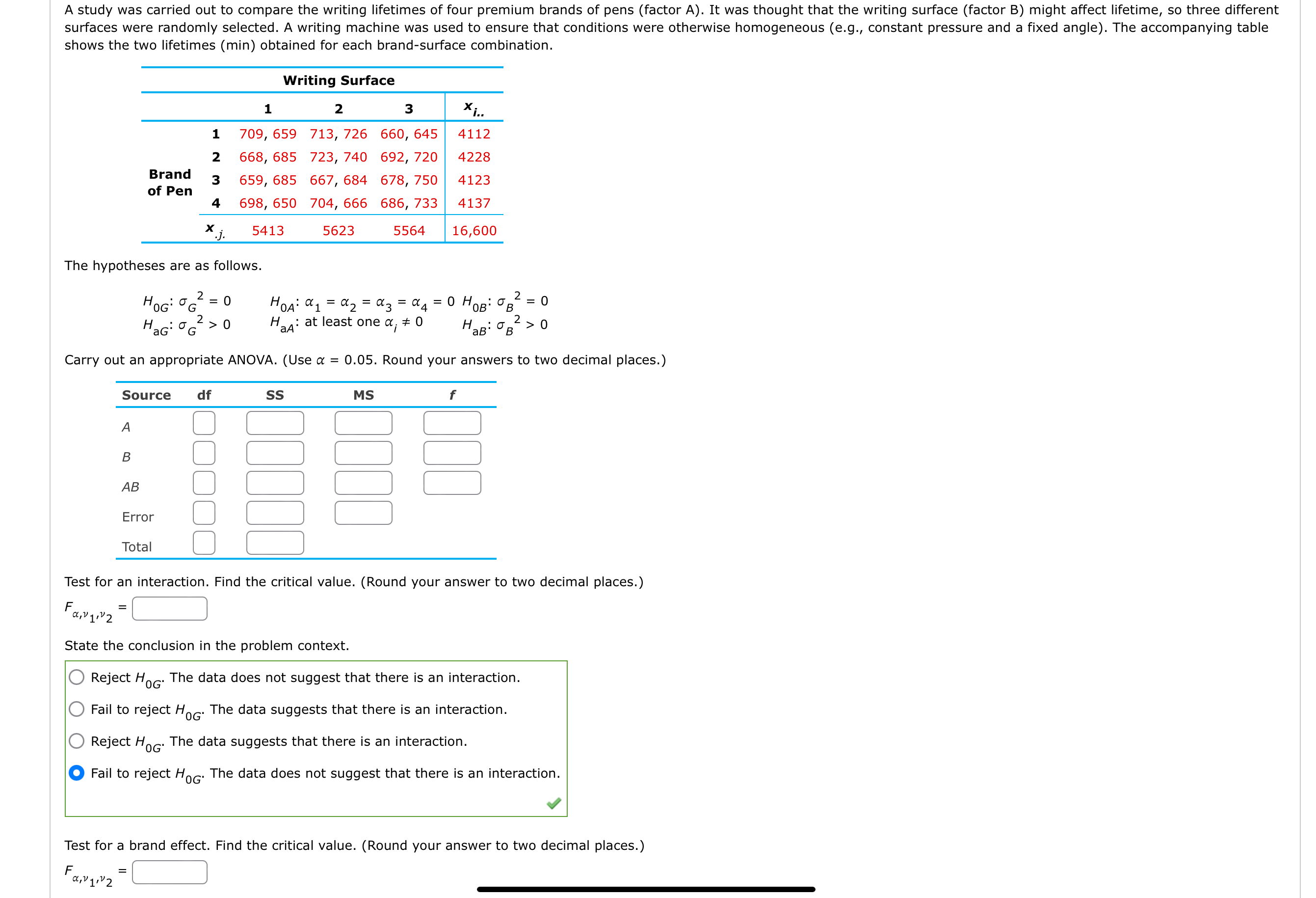 Solved A study was carried out to compare the writing | Chegg.com